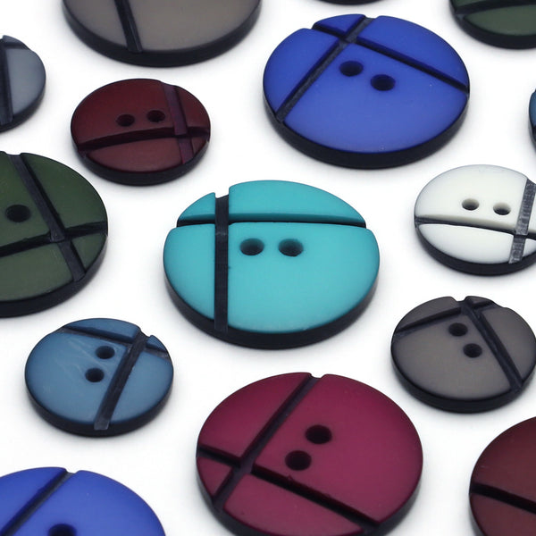 Plastic Button Blue Gray & Black - RiBBONs B2B